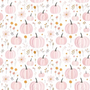 Seamless Fall Pumpkin JPG Pattern - Repeating Floral Boho Pink Pumpkins ...