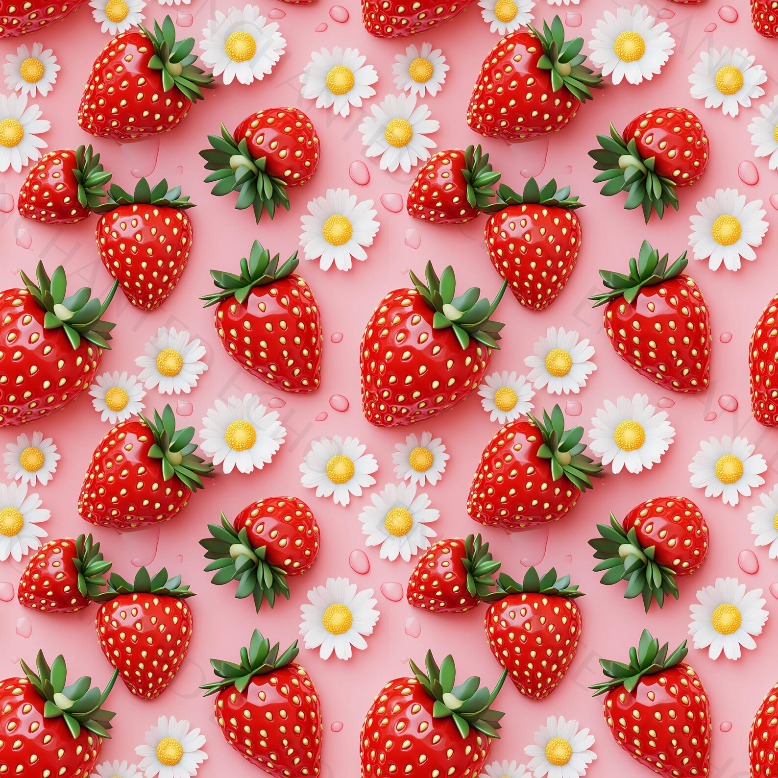 Seamless 3D Strawberry Pattern 3D Strawberry JPG Pattern Strawberry ...