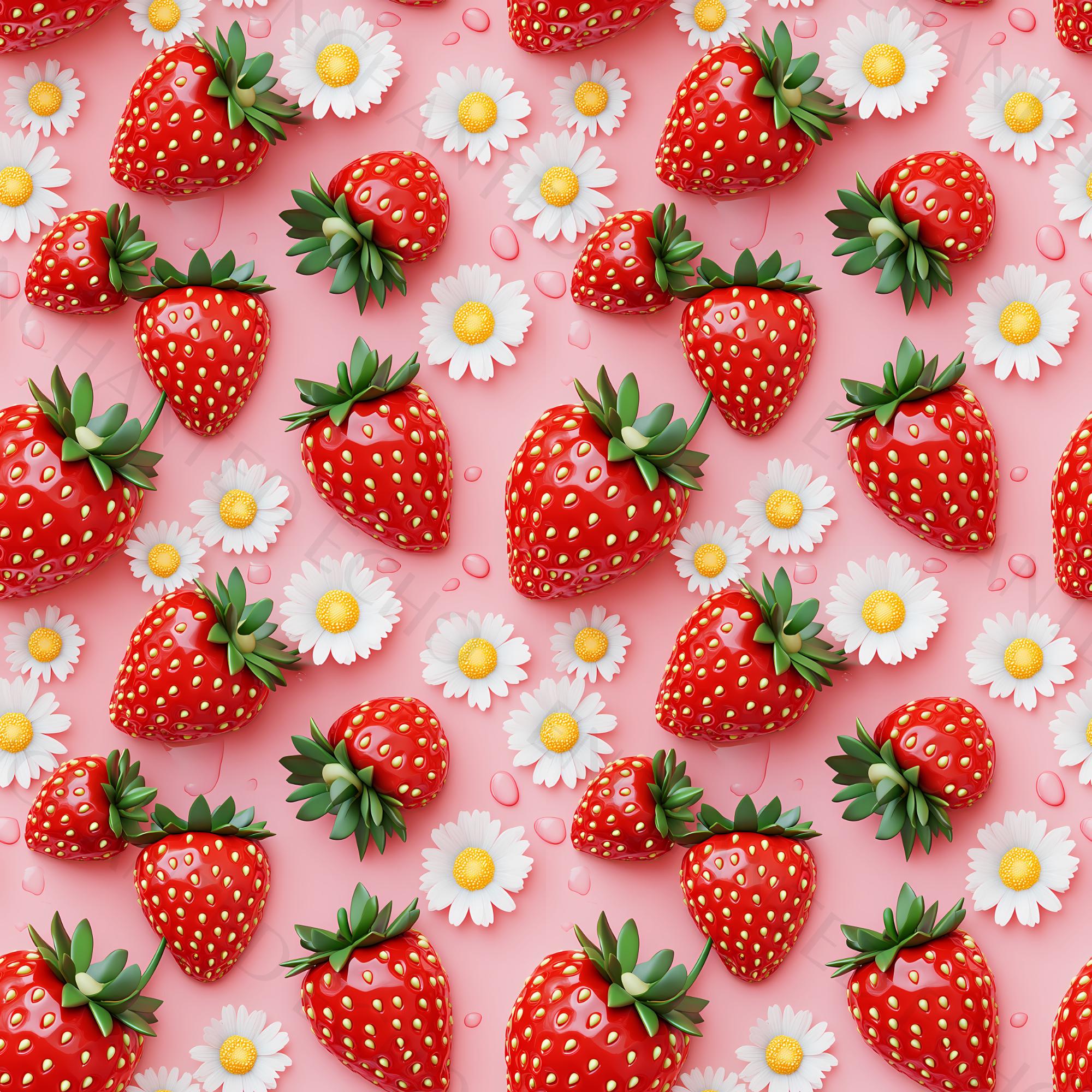 Seamless 3D Strawberry Pattern 3D Strawberry JPG Pattern Strawberry ...