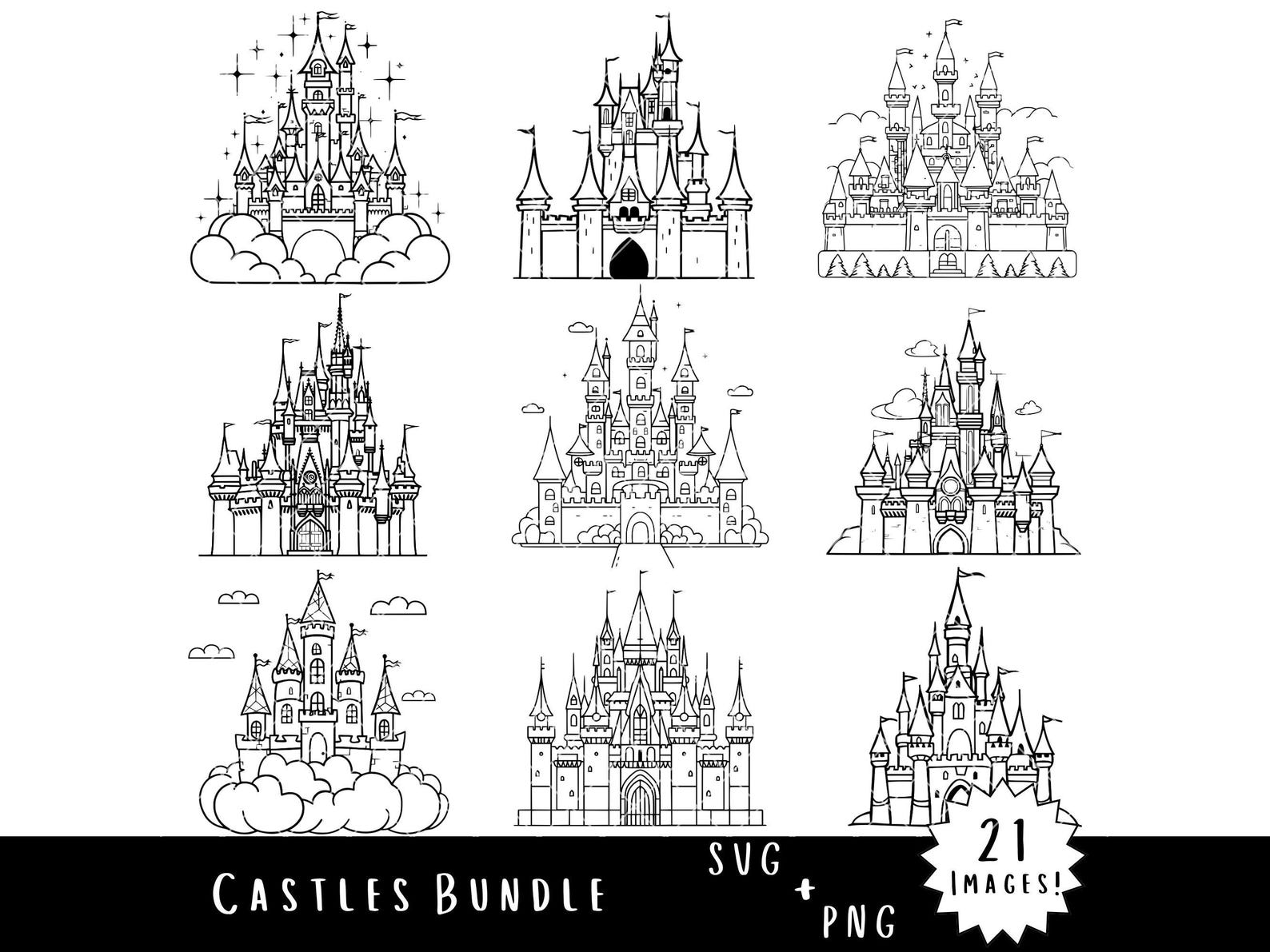 Castle SVG & PNG Bundle 21 Images, 42 Total Files Fantasy Castle ...