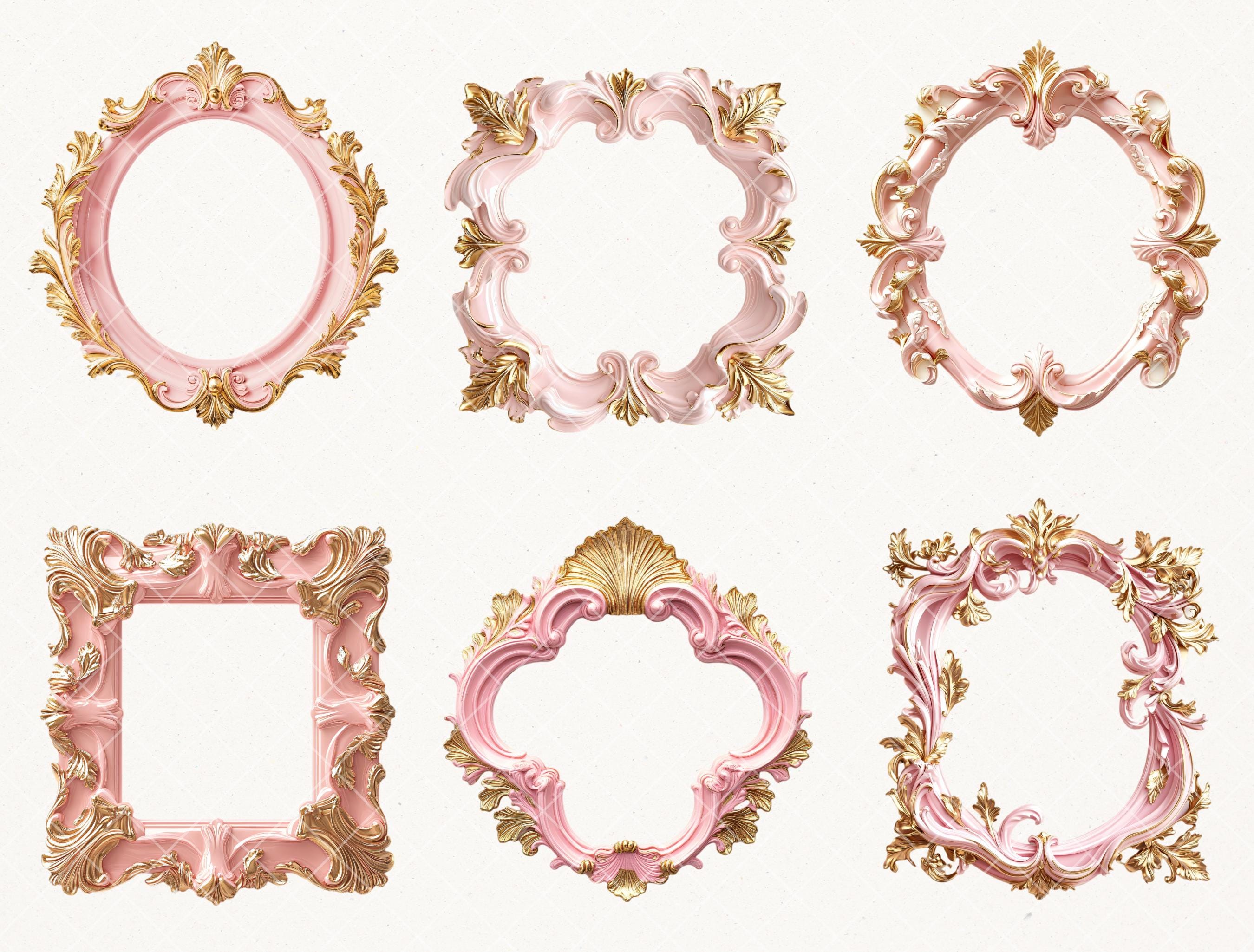 Pink Rococo Frames Clipart Bundle – Antique Victorian Border PNG ...