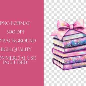 Glitter Bookstack Png - Glitter Pink Bow Png - Cottagecore Books Png ...