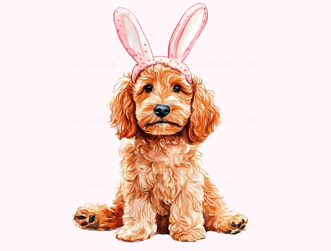 Goldendoodle Easter Png - Easter Bunny Ears Doodle Png Coquette Easter ...