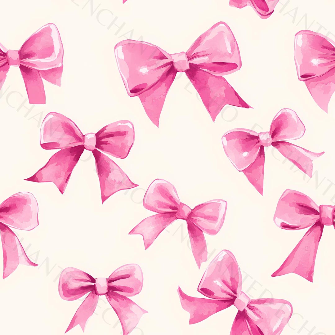 Seamless Pink Bows Pattern - Pink Bows Coquette JPG Pattern Pink Bow Seamless Design White ...