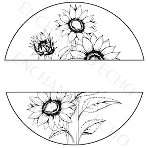 Sunflower Split Monogram SVG + PNG Set - Floral Circle Frame Clipart ...