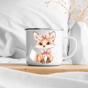 Coquette Pink Bow Fox Png - Watercolor Fox Graphic - Baby Fox PNG Cute ...