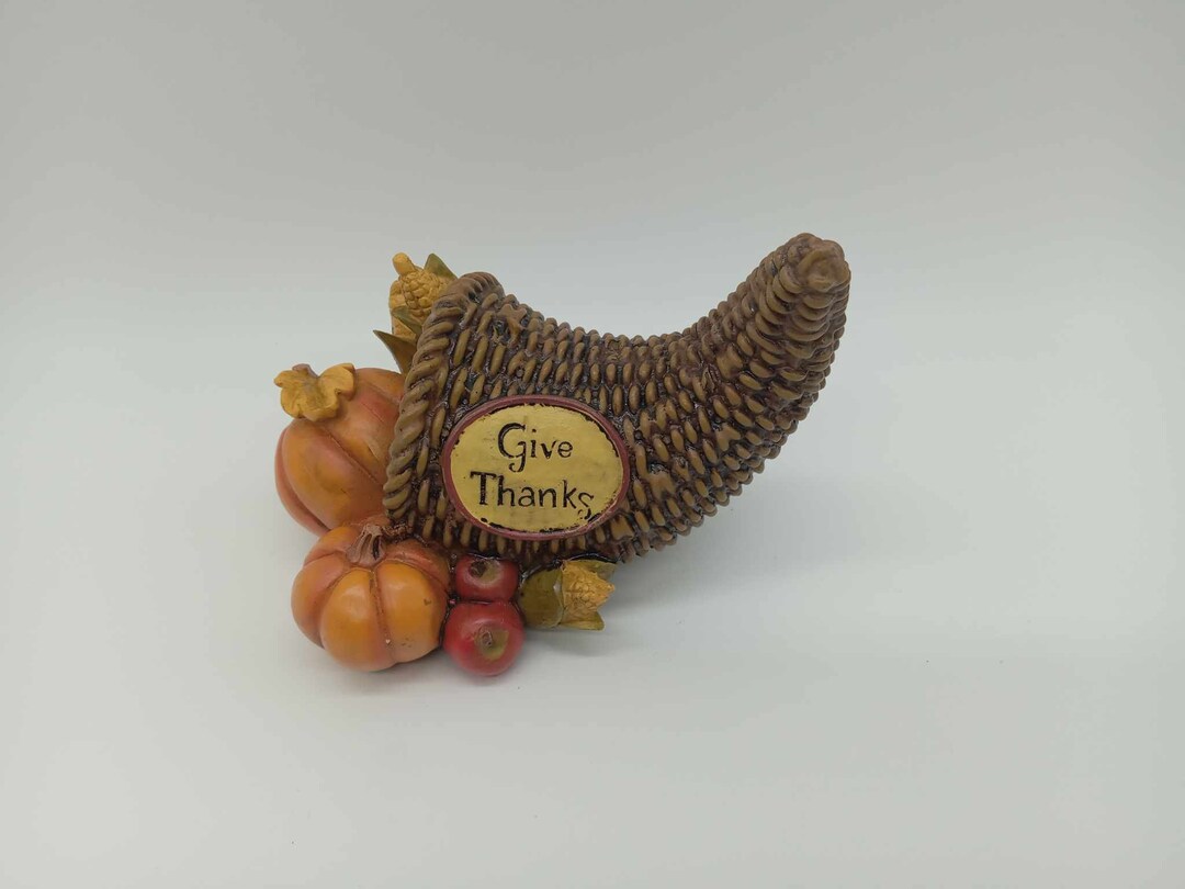 Fall Harvest "give Thanks" Cornucopia Decoration 5 Inches - Etsy
