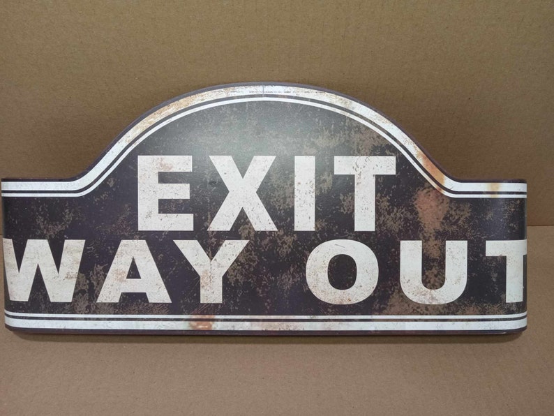 Exit Way Out Curved Metal Sign Vintage Wall Decor - Etsy