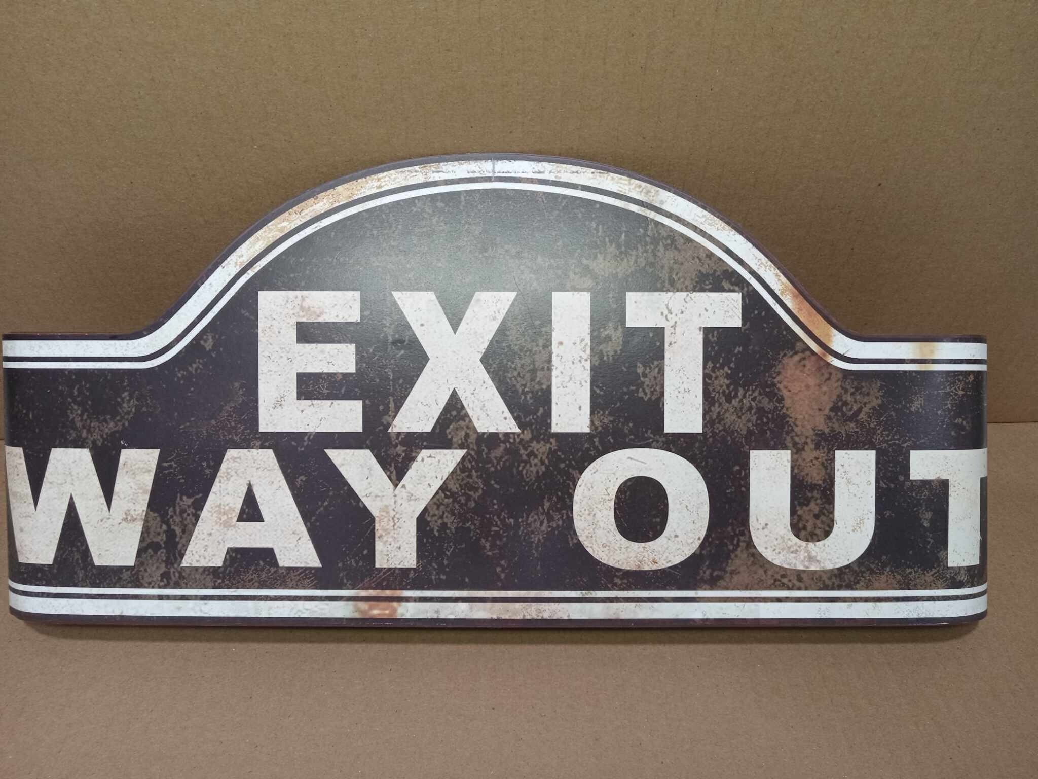 Exit Way Out Curved Metal Sign Vintage Wall Decor - Etsy