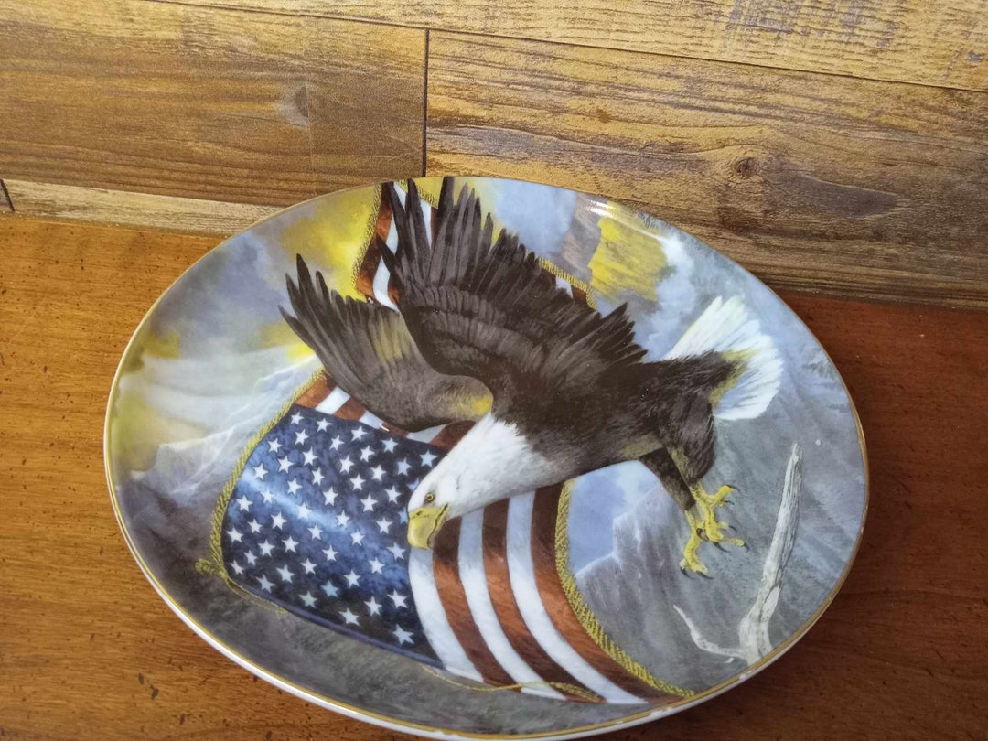 Vintage American Eagle American Flag Collector’s Plate - Etsy