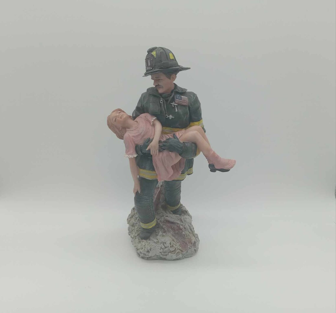 F.D.N.Y Fireman Rescue Girl Ceramic Statue 11 Inches Tall - Etsy