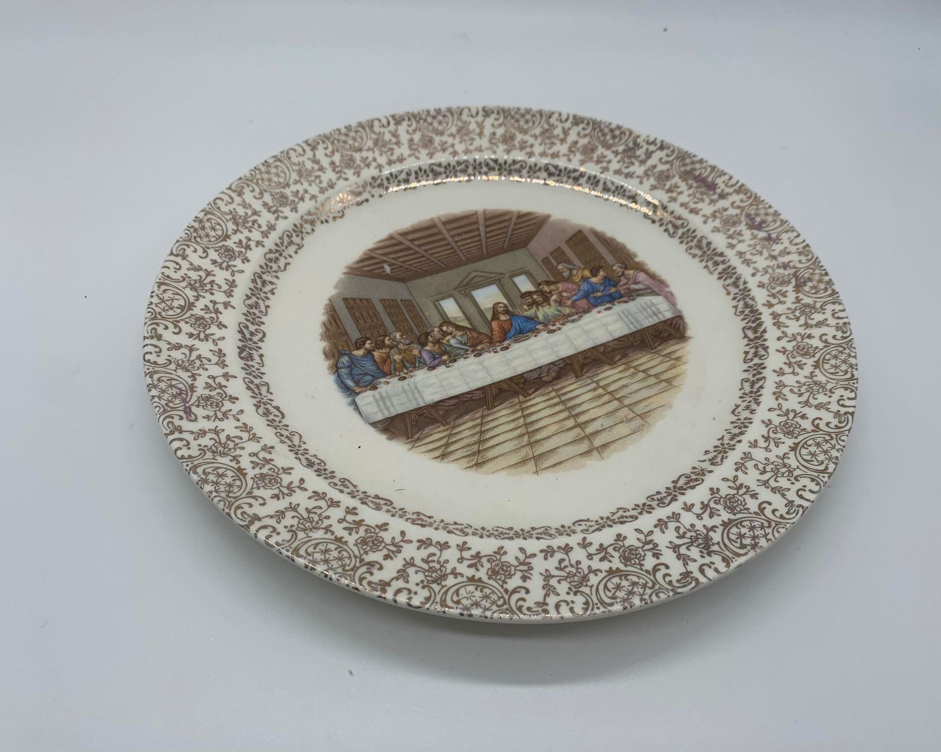 Vintage Lord's Supper "the Last Supper" Collector Plate Gold Rim 10' - Etsy