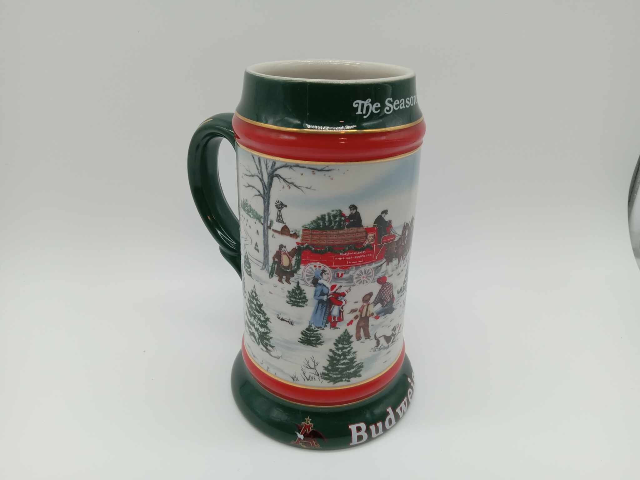 1991 Vintage Budweiser Christmas Stein Season's Collectible Beer Stein ...