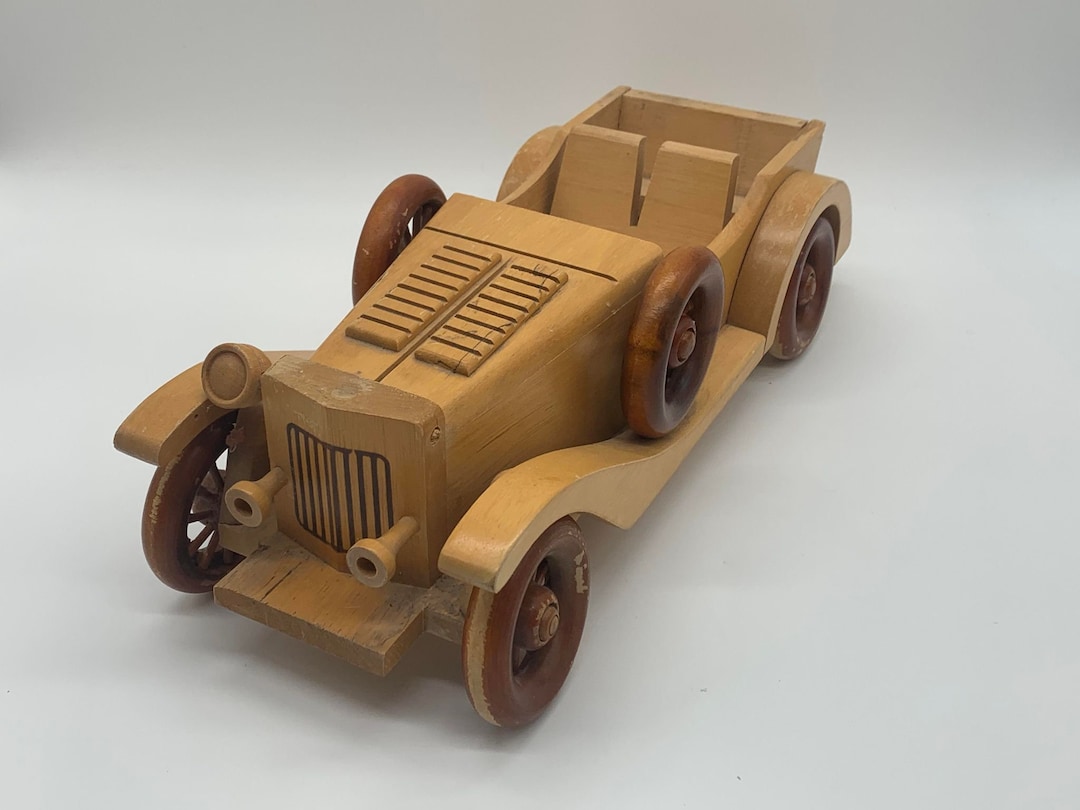 Vintage Wooden Car Handmade 14" Inches Crafted Wood Collectible - Etsy