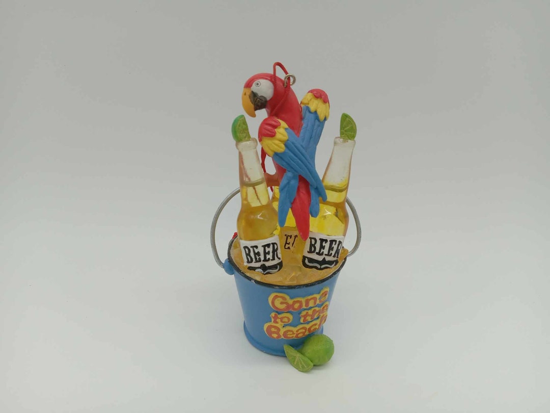 Gone to the Beach Parrot on Bear Bucket Ornament - Etsy