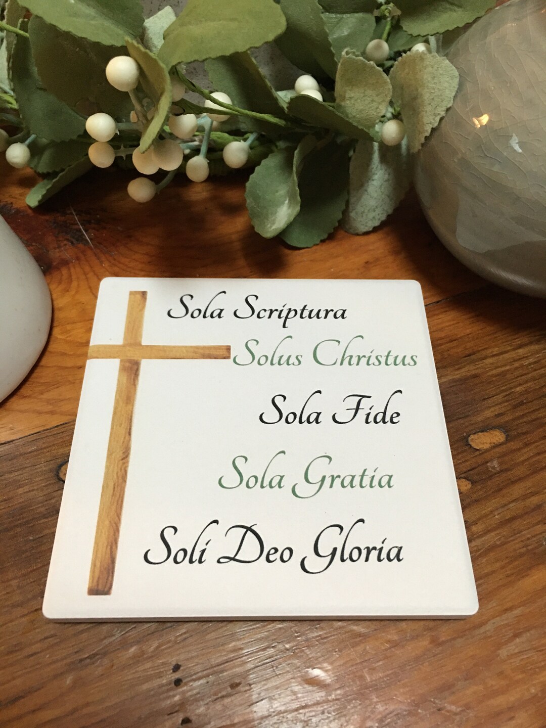 Five Solas Coasters, 5 Solas, Ceramic Coasters, 5 Solas Decor, Solus ...