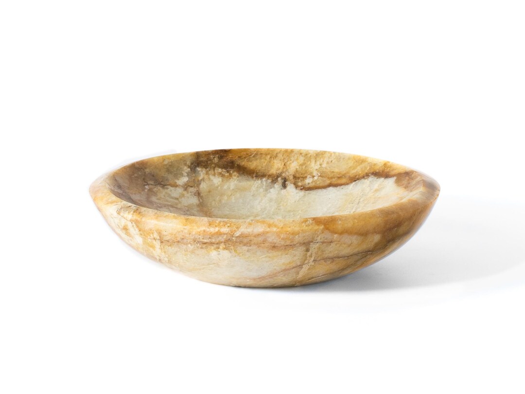 Golden Quartz Carved Stone Bowl - Rustic Elegant Stone Centerpiece - Etsy
