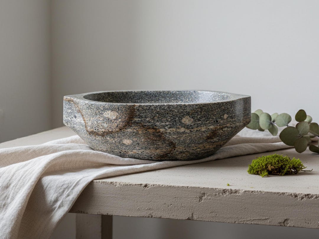 Large Augen Gneiss Stone Bowl – Hand-carved From Idaho Batholith Rock ...