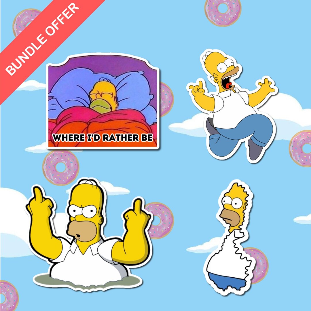 Bundle Homer Simpson Stickers X 4 Car Sticker Car Decal Bumper Sticker ...