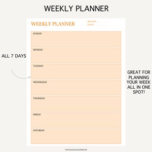 Daily, Weekly, Monthly Planner Template Pack in Orange! Task Tracker ...