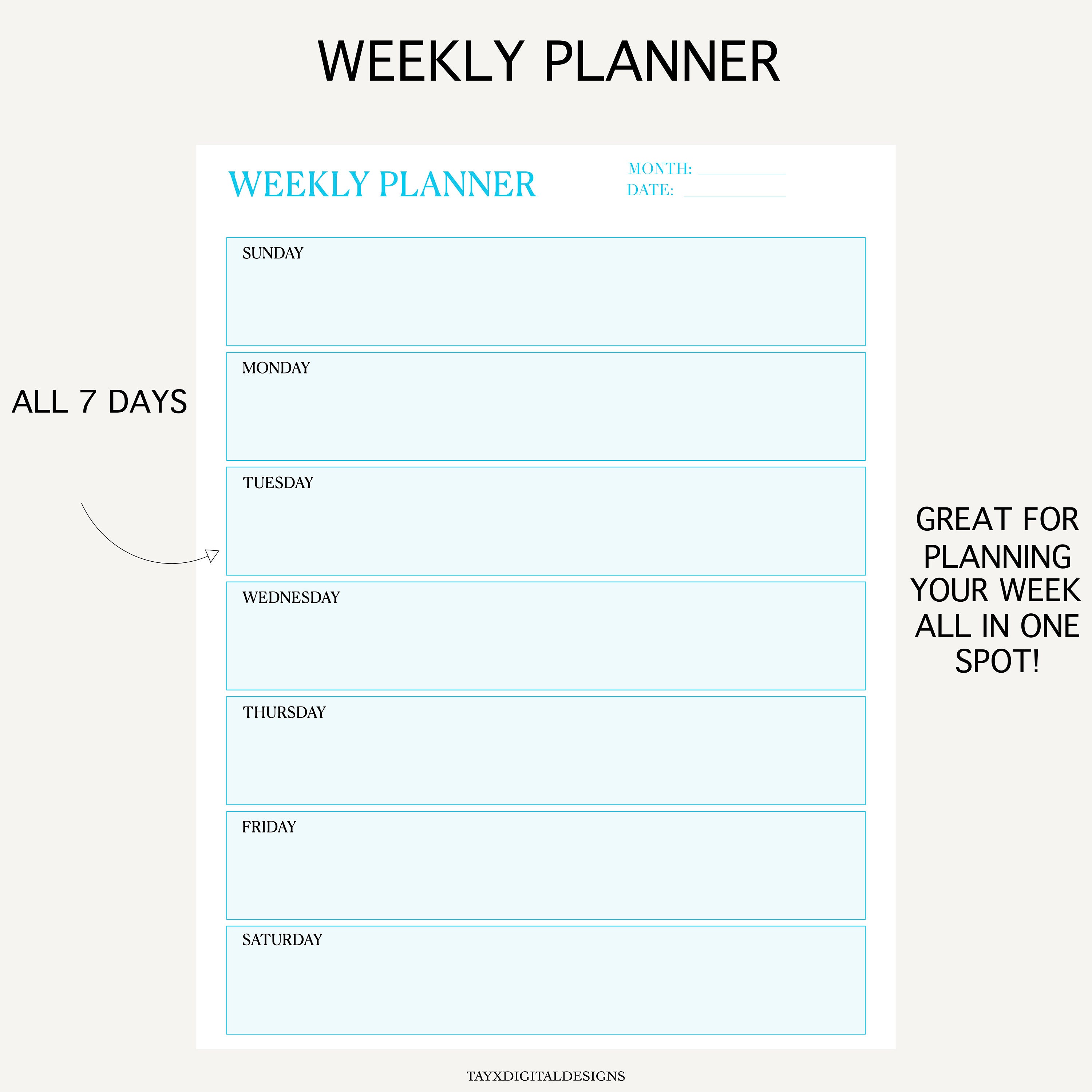 Daily, Weekly, Monthly Planner Template Pack in Blue! Task Tracker ...