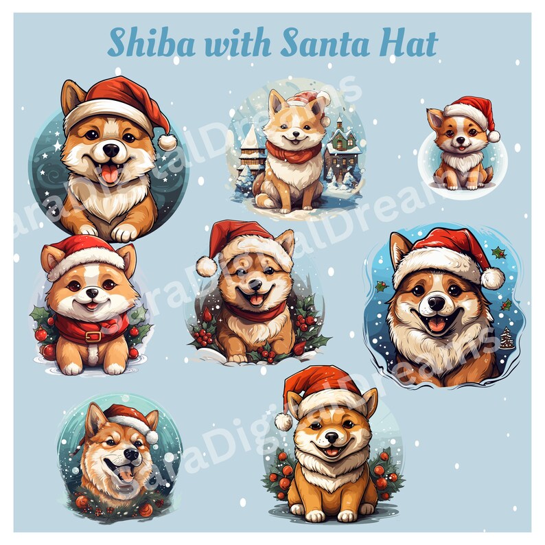 Cute Kawaii Shiba Inu Christmas Digital Bundle: Cute Christmas SVG, Dog ...
