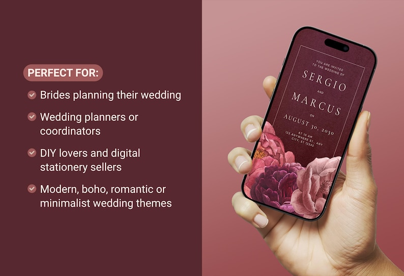 Editable Wedding Invitation Bundle Template, Boho Floral Suite (digital ...