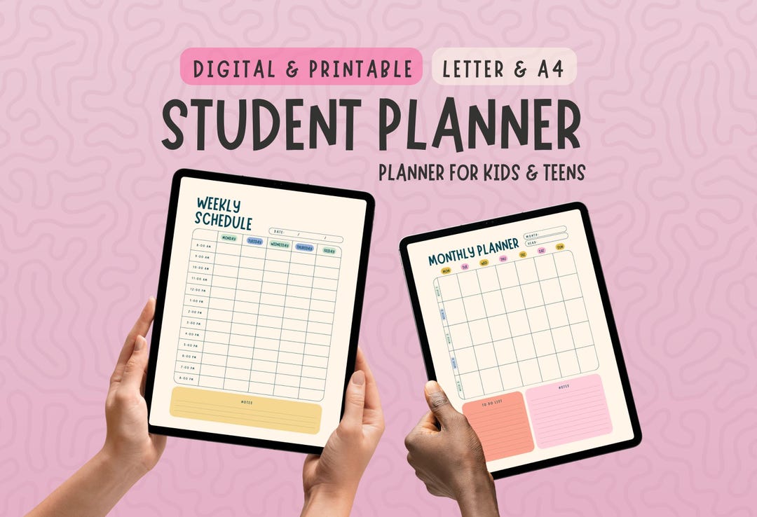 Printable Student Planner Bundle: Academic Organizer, Study Schedule ...