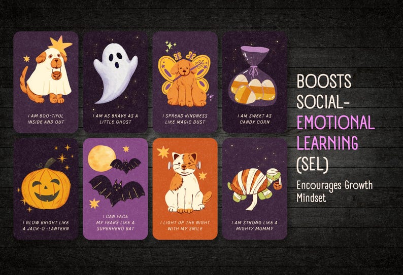 Halloween Affirmation Cards for Kids: Spooky Lunchbox Notes (digital ...