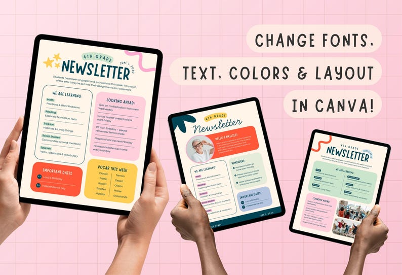 Editable Classroom Newsletter Template Canva | Cute Colorful Teacher ...