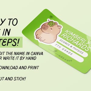 Capybara Name Labels for School Supplies: Printable Stickers (digital ...