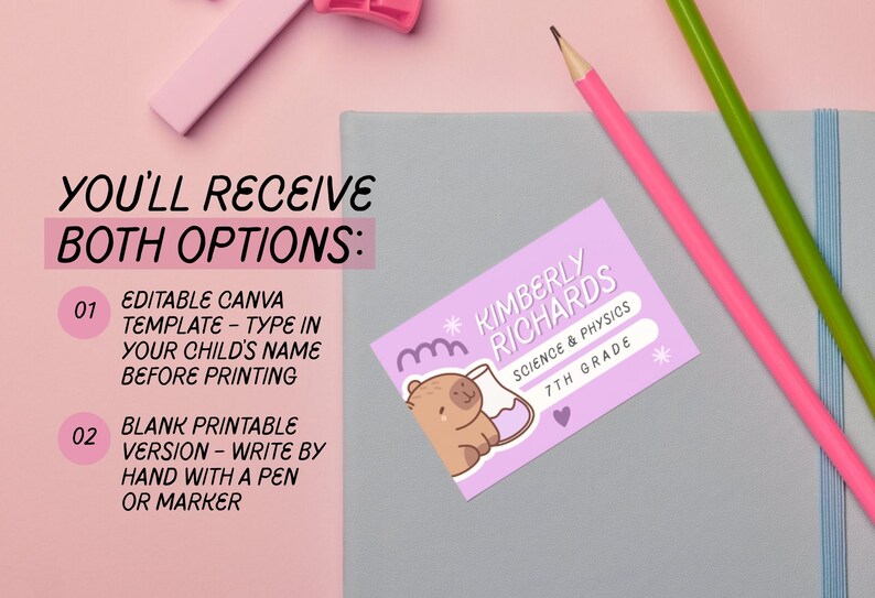 Capybara Name Labels for School Supplies: Printable Stickers (digital ...