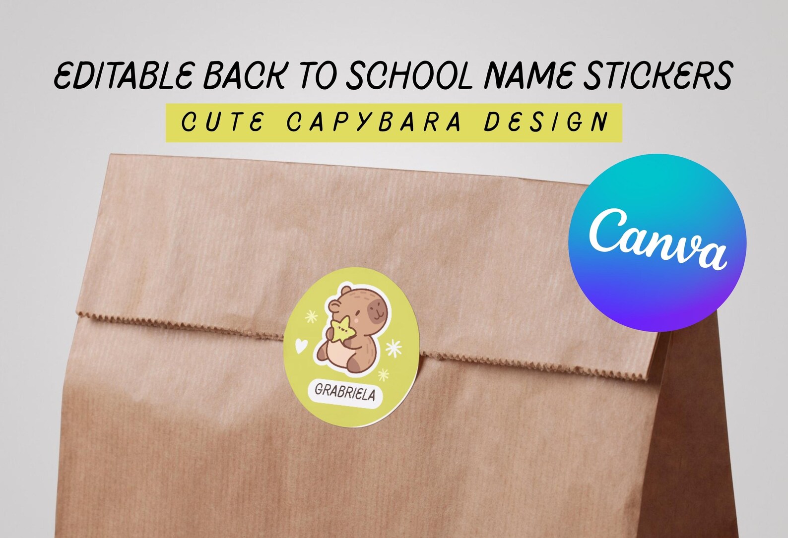 Capybara Name Labels for School Supplies: Printable Stickers (digital ...