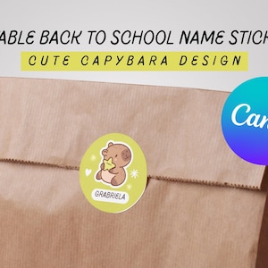Capybara Name Labels for School Supplies: Printable Stickers (digital ...