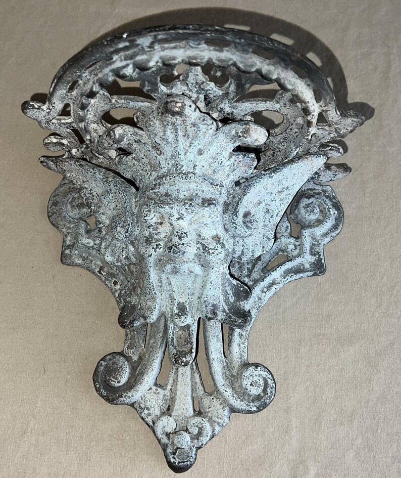 Gothic Gargoyle Cast Iron Metal Wall Shelf Sconce Pair Bacchus Face ...
