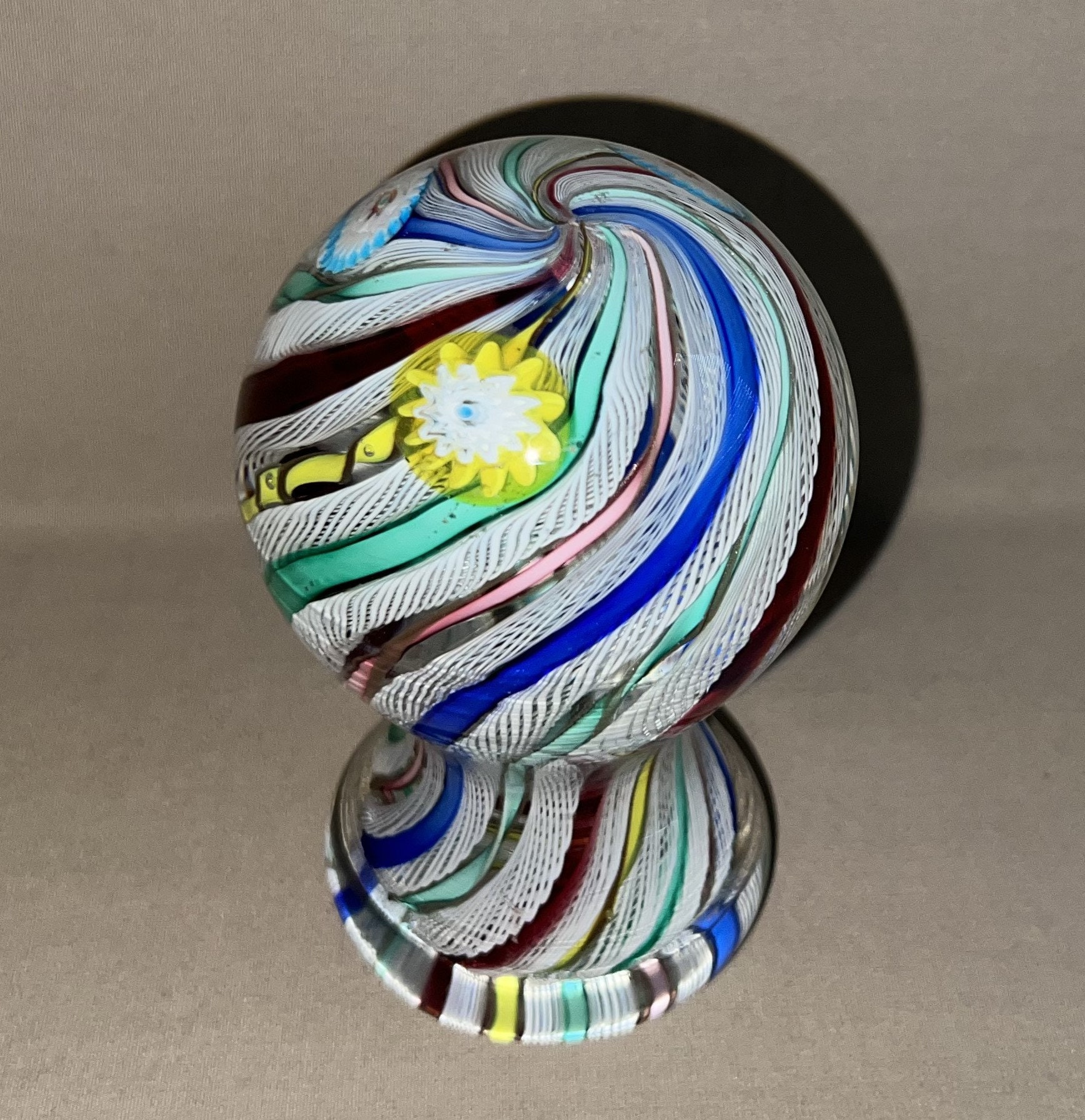 Vintage Murano Art Glass Millefiori Latticinio Newel Post Pedestal ...