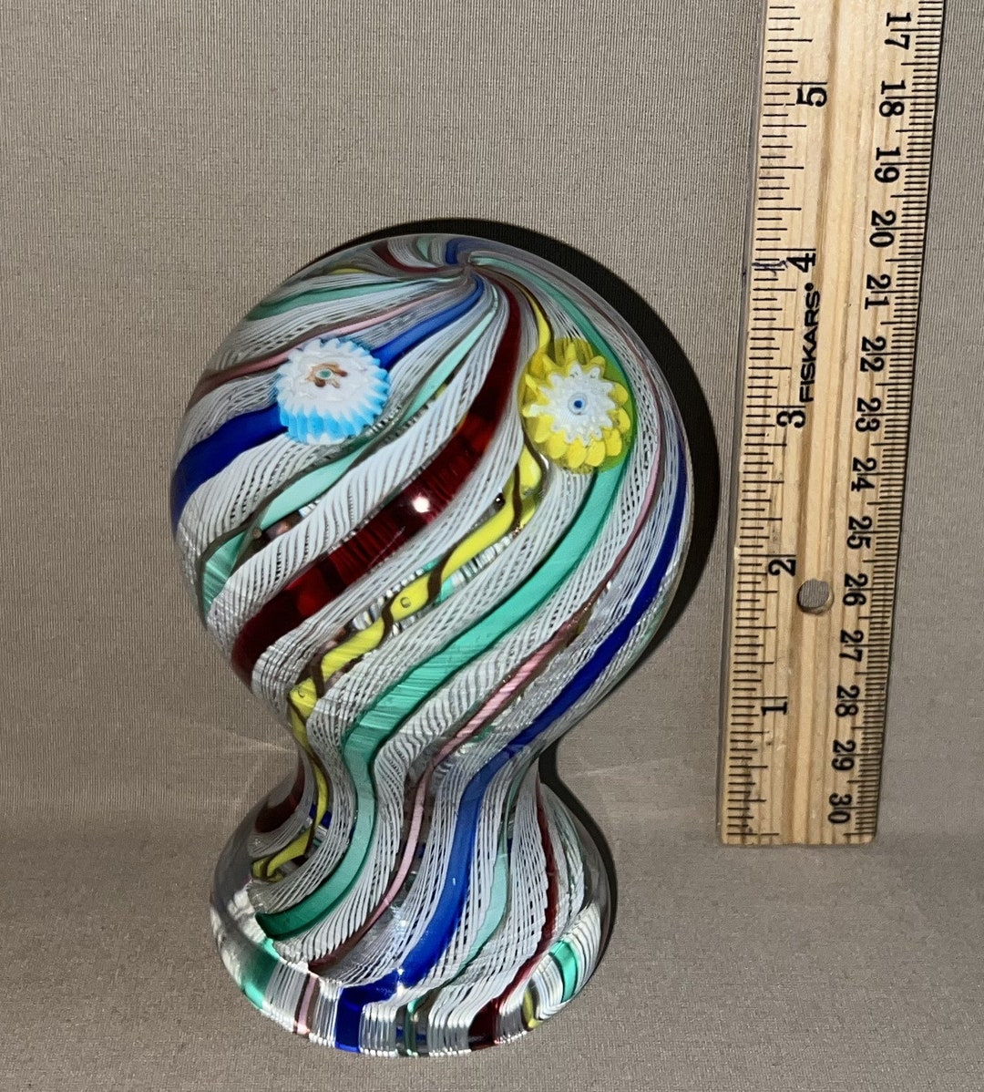 Vintage Murano Art Glass Millefiori Latticinio Newel Post Pedestal ...