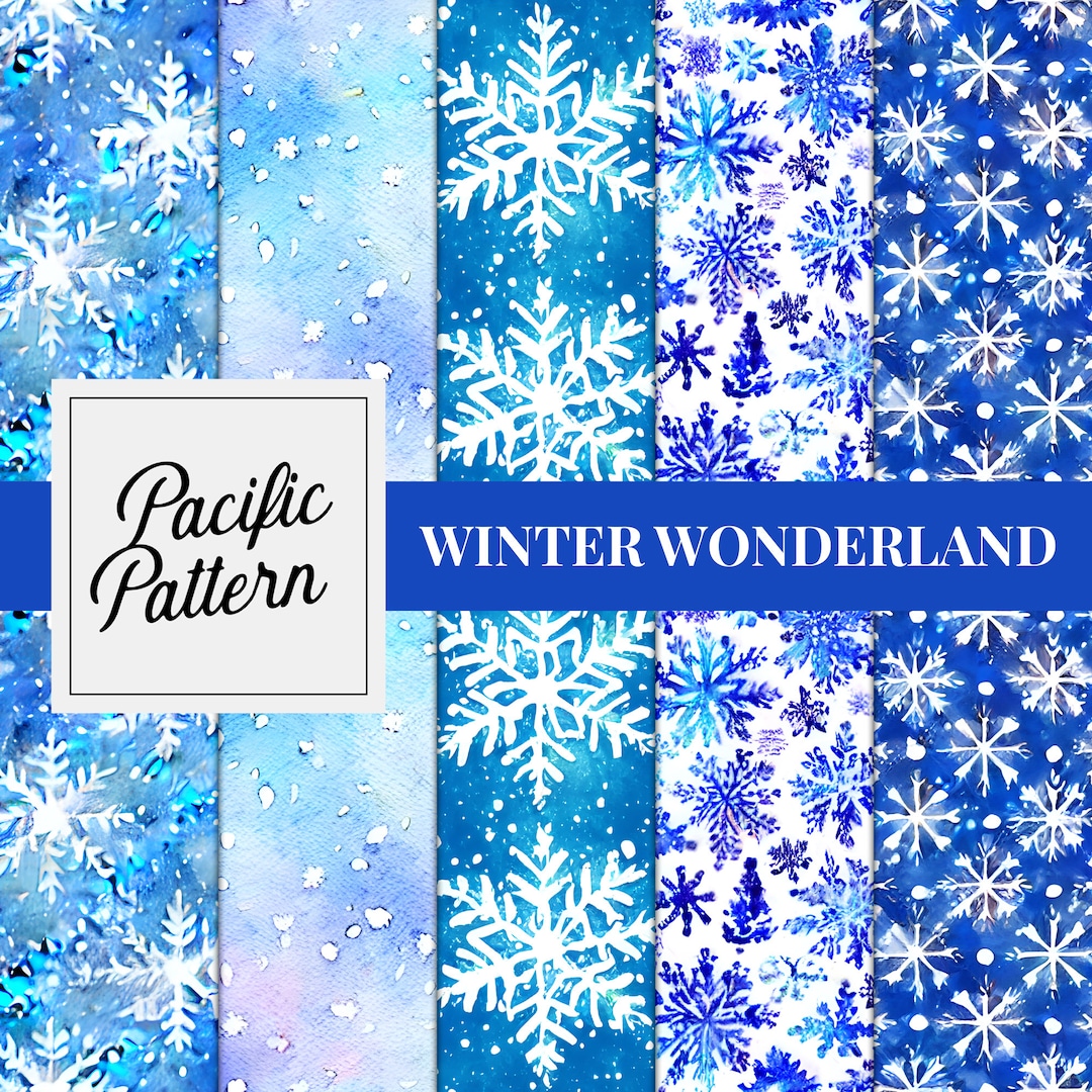 Winter Wonderland Snowflakes Seamless Pattern Set of 5, Winter Theme ...