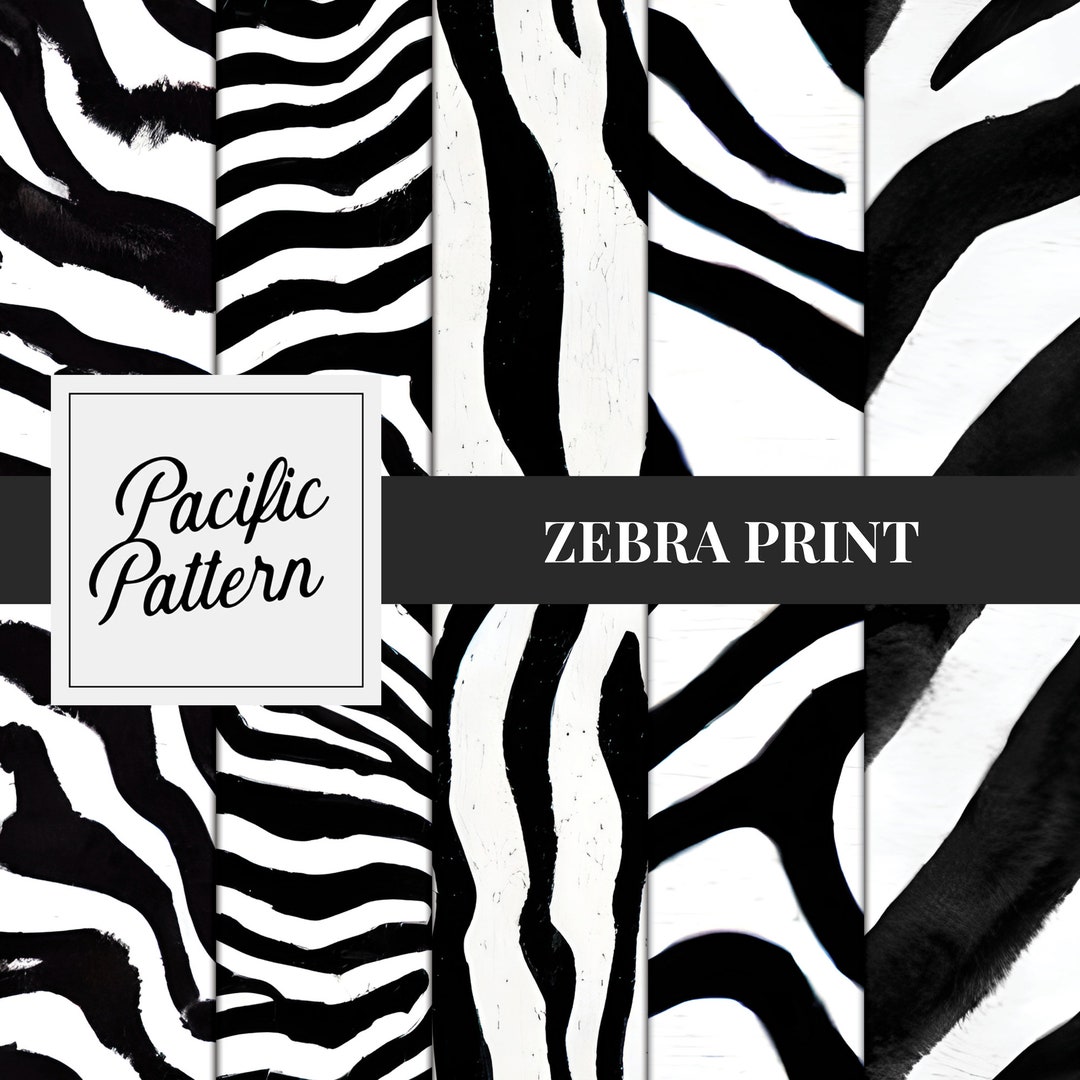Zebra Print Seamless Patterns Set of 5, Zebra Pattern Digital Paper ...