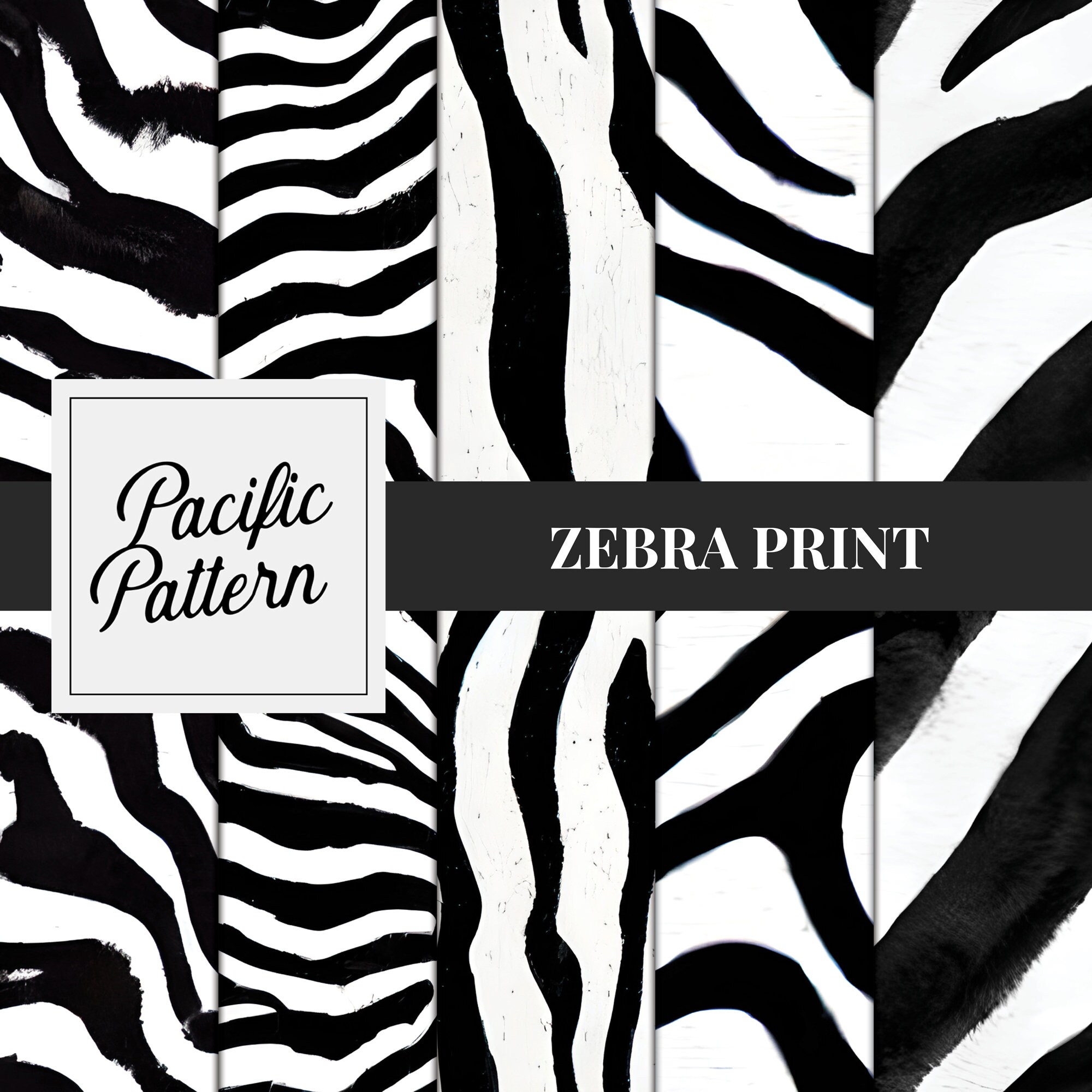 Zebra Print Seamless Patterns Set of 5 Zebra Pattern Digital - Etsy