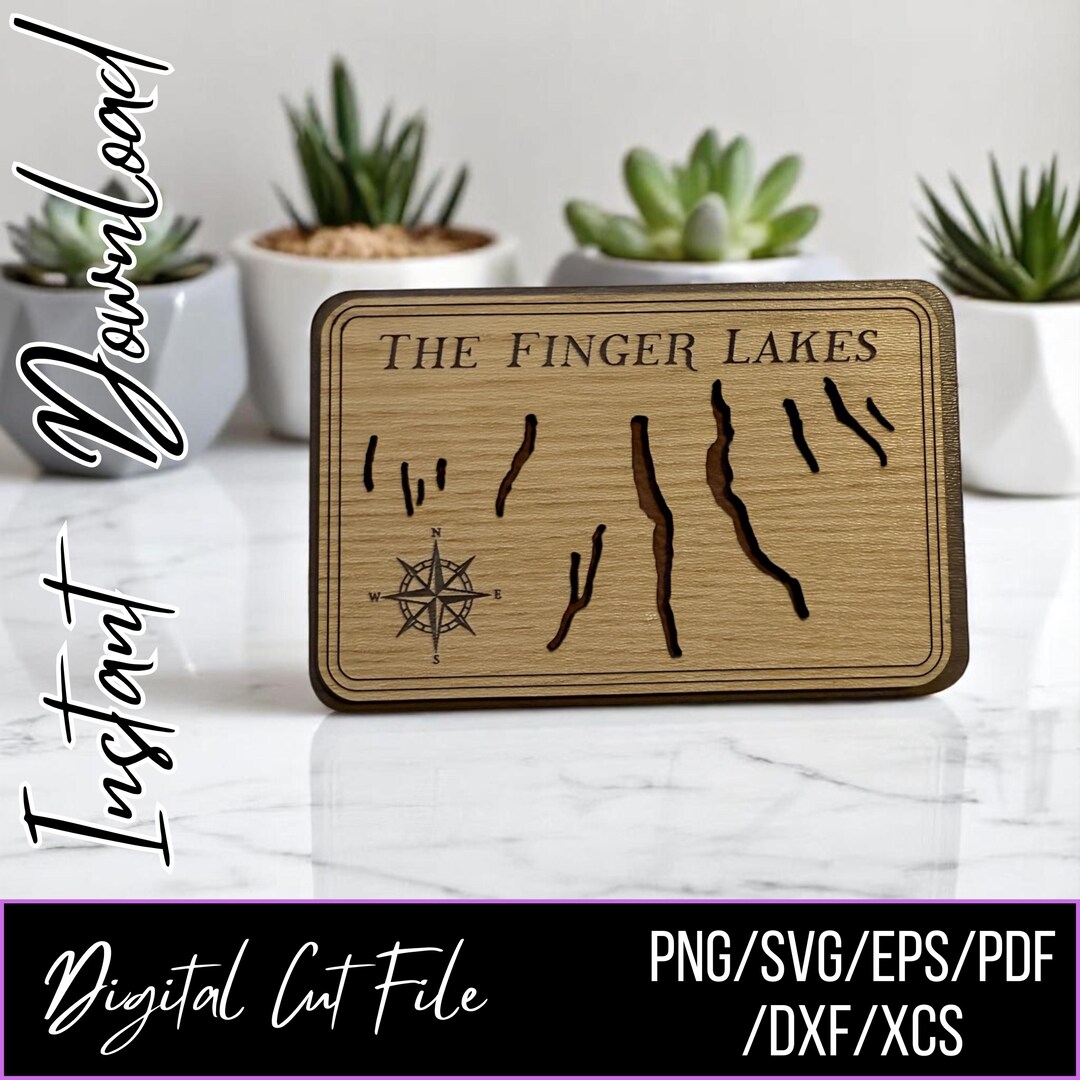 SVG Finger Lakes Magnet | Wood Wall Decor Gift | Lake House Decor ...