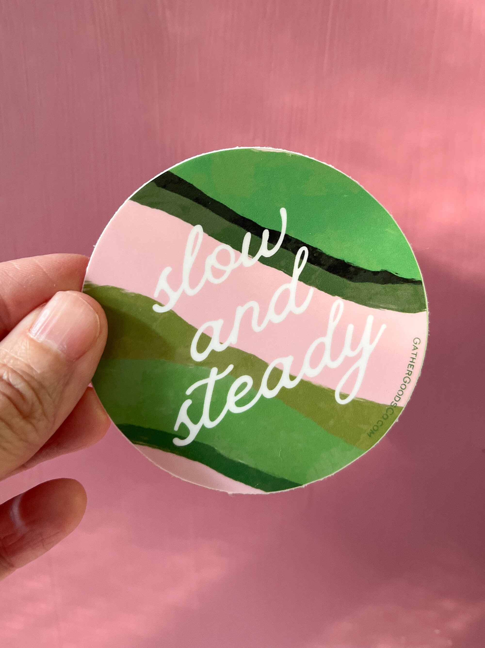 Slow and Steady Encouragement Sticker, Retro Font, Abstract Art Sticker ...