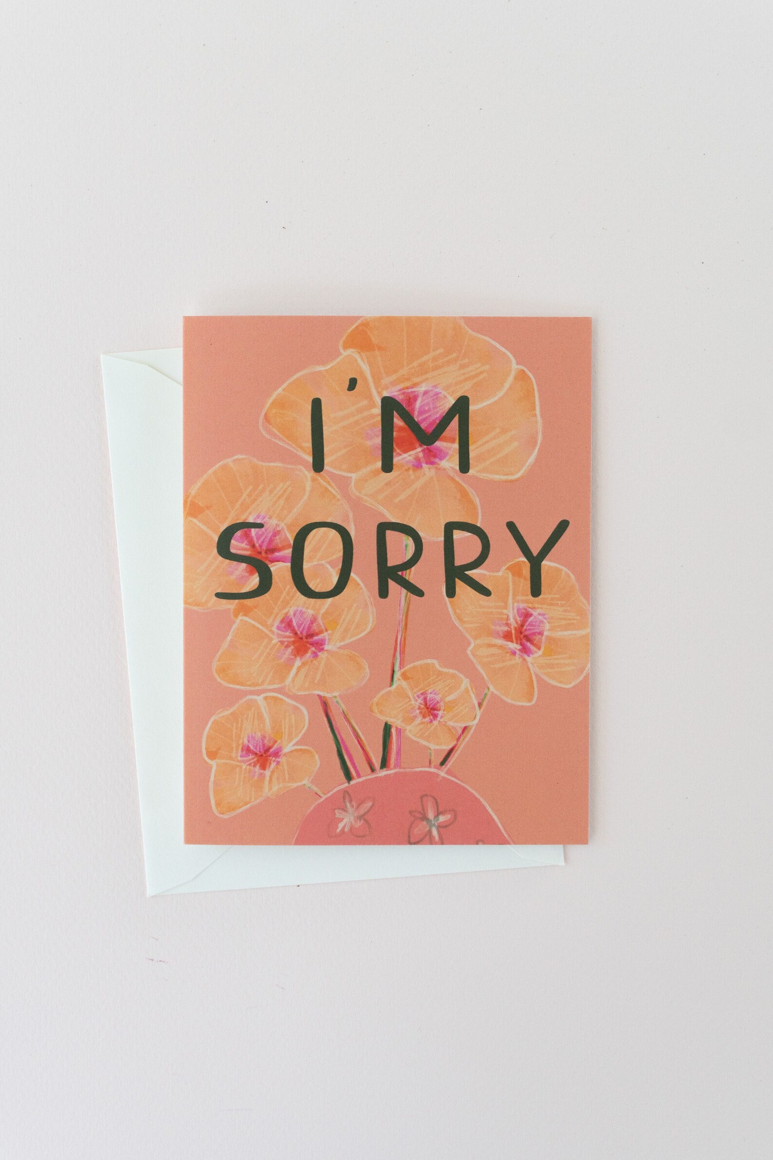 I'm Sorry Card, Apology Note Card With Bright Orange Poppies in a Vase ...