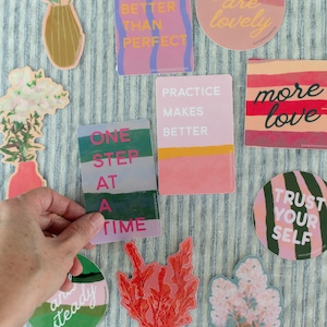 Slow and Steady Encouragement Sticker, Retro Font, Abstract Art Sticker ...