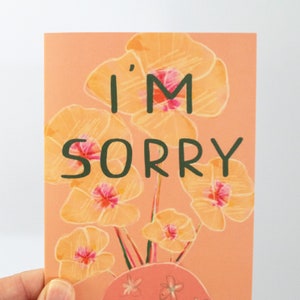 I'm Sorry Card, Apology Note Card With Bright Orange Poppies in a Vase ...
