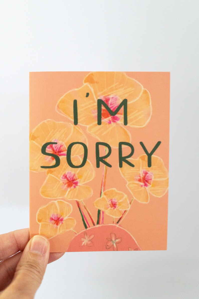 I'm Sorry Card, Apology Note Card With Bright Orange Poppies in a Vase ...