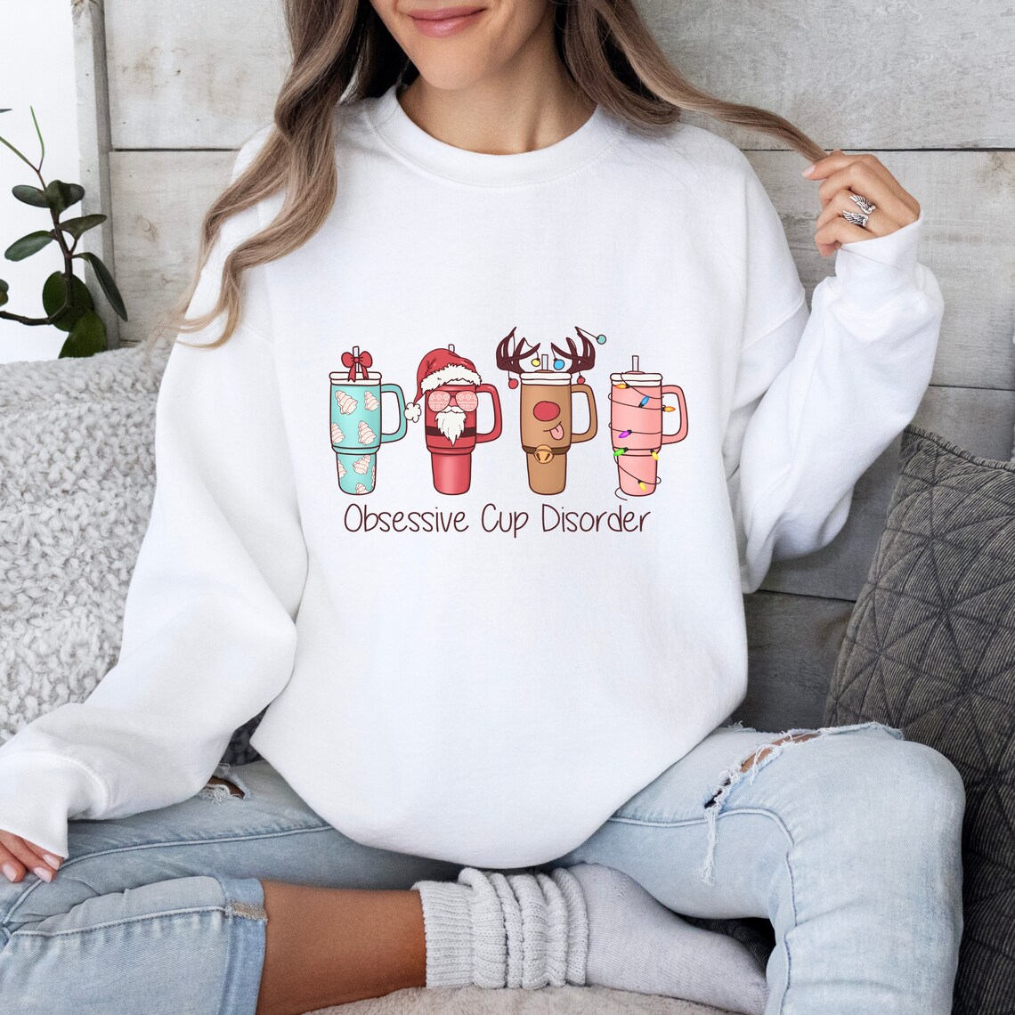 Obsessive Cup Disorde Sweatshirt, Christmas Mug Lover, Ugly Christmas ...