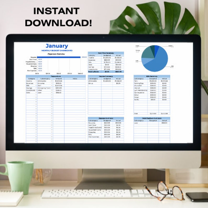 Simple Post-grad Monthly Budget Template Spreadsheet 2023 - Etsy