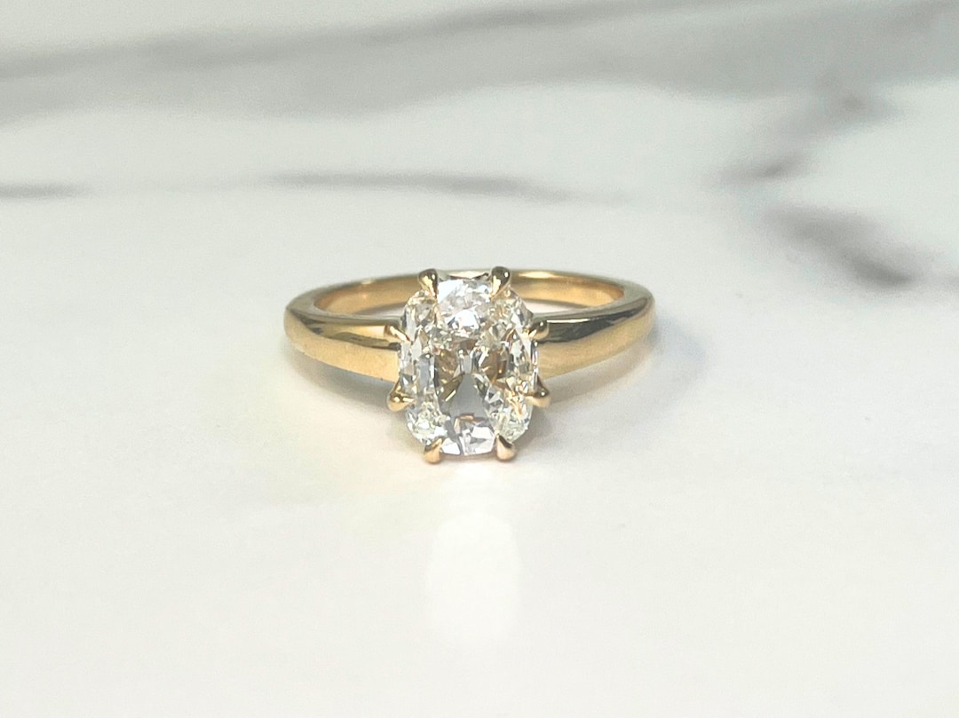 2 Carat Old Mine Cut Antique Elongated Cushion Cut Lab Grown Diamond ...