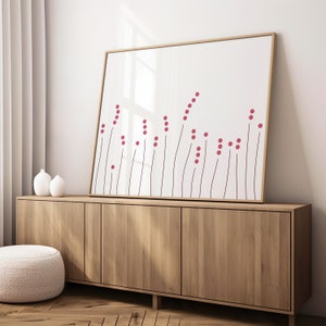 Scandinavian Line Art in Cherry Pink, Printable Wall Art Set of 4 ...